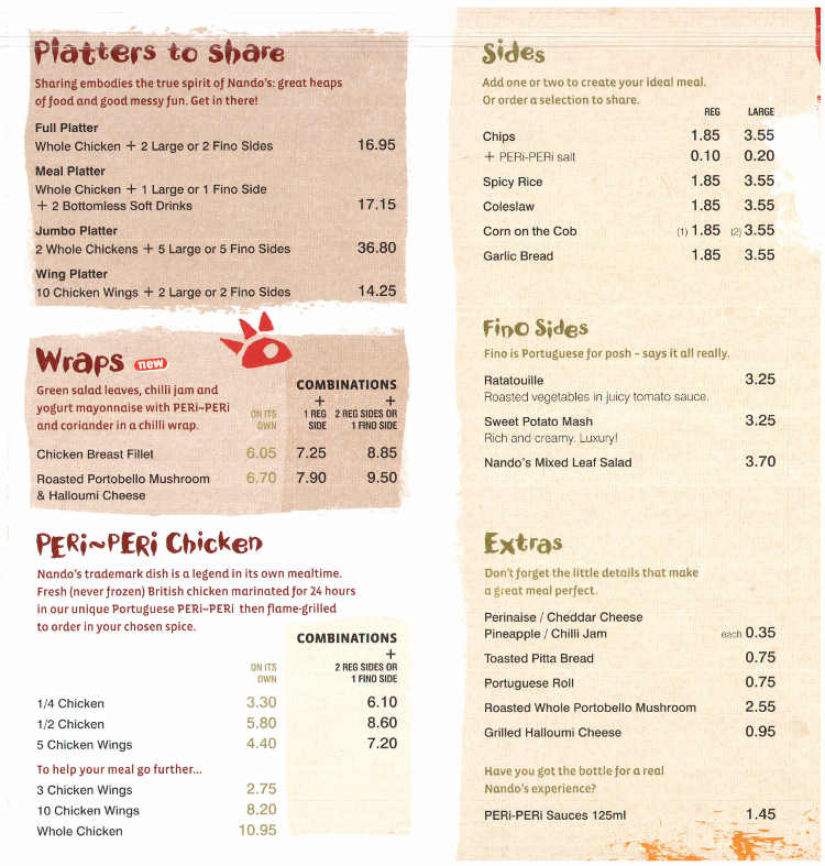 Nando's Chicken restaurant on Park Street, Bristol - Everymenu