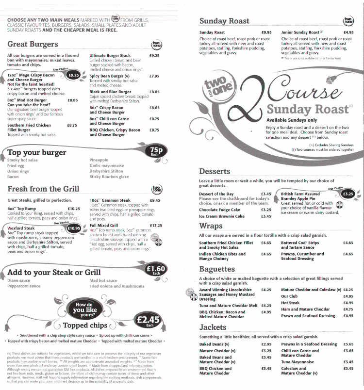 Two For One Traditional restaurant on Aspects Leisure Park, Bristol ...