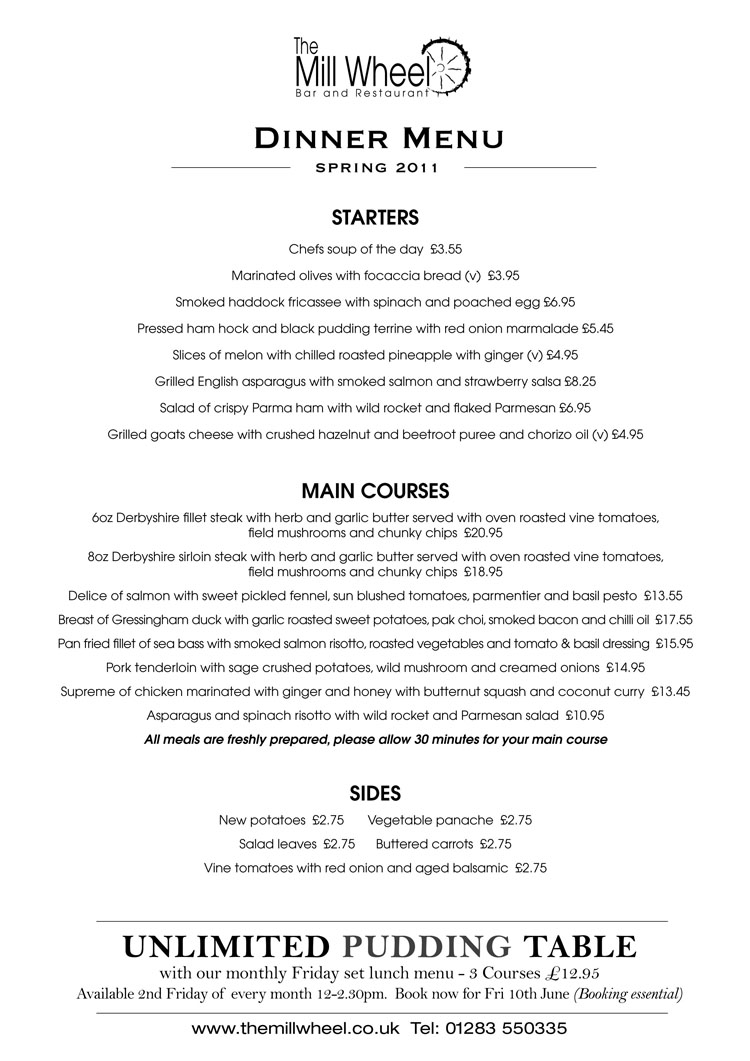 Fine Dining Restaurant Menus